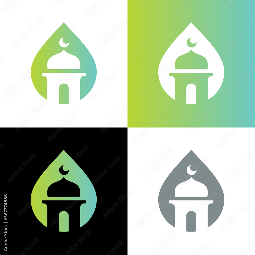 Abstract mosque logo icon design, modern islamic building symbol ...