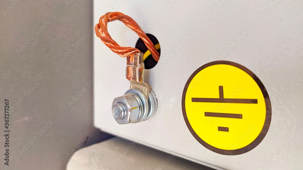 Electrical grounding sign near ground bolt. Electrical grounding ...