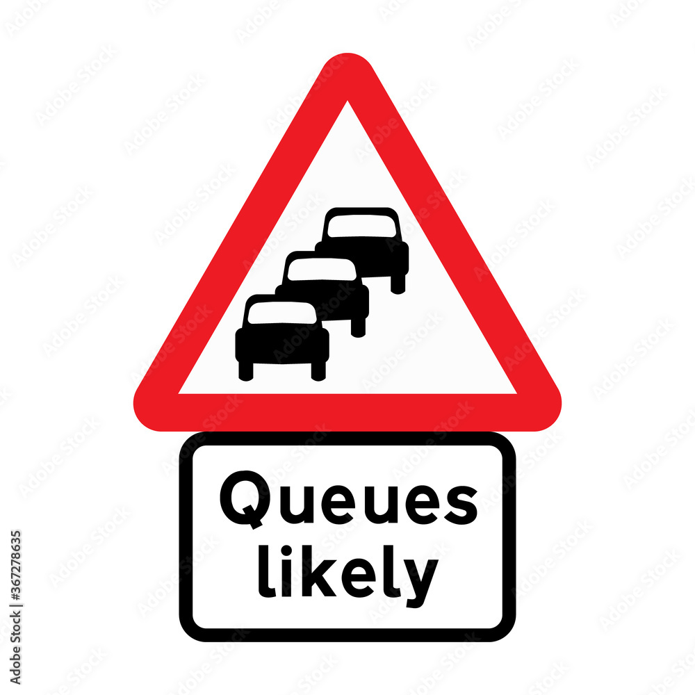 Traffic queues likely ahead.Traffic jam road sign. Congestion Likely ...