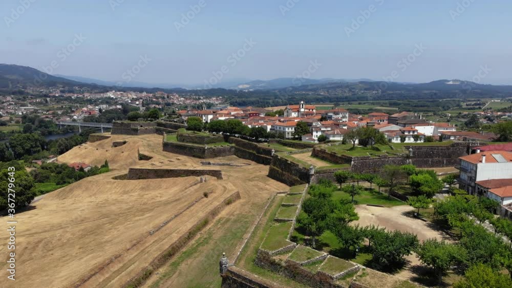 DRONE AERIAL FOOTAGE: Fortress of Valenca do Minho in Portugal. Valença ...