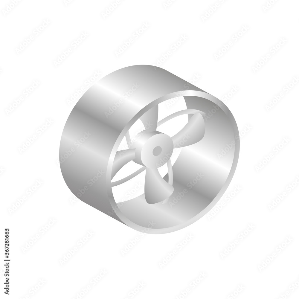 Industrial fan made of stainless steel.Vector isometric and 3D view ...