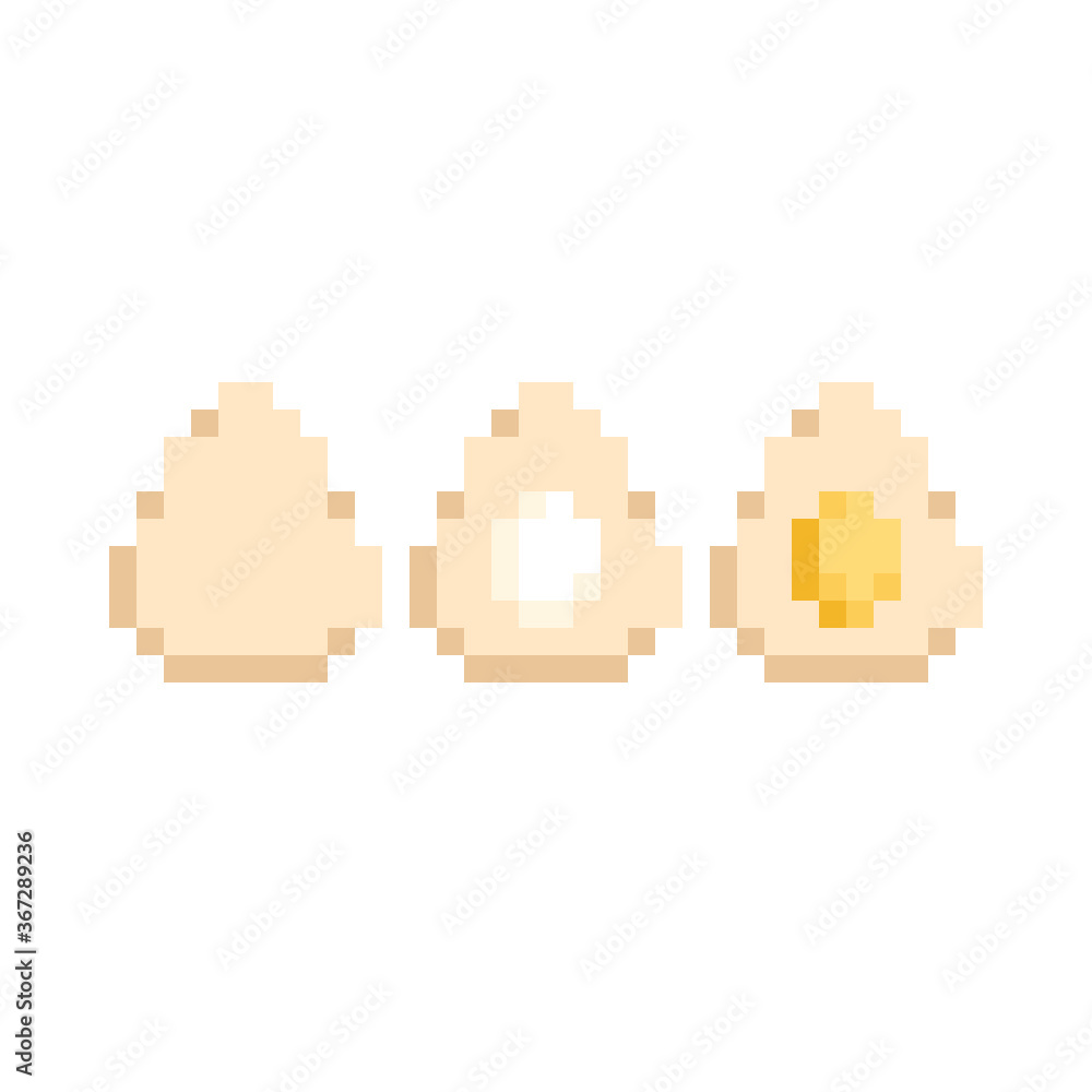 Vector Pixel Art Boiled Eggs Design. Pixel eggs icons Stock Vector ...