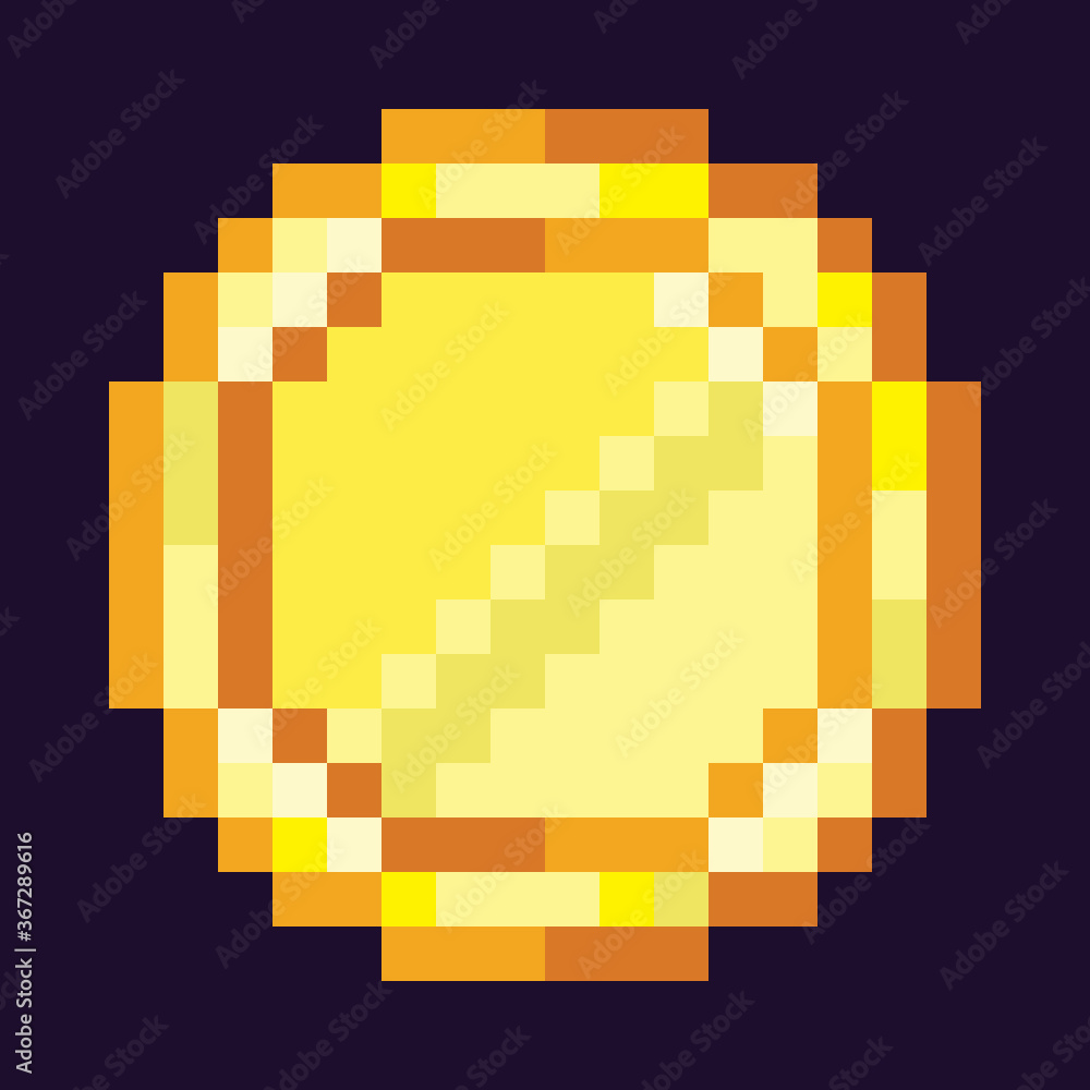 Gold coin pixel art. Vector illustration. Stock Vector | Adobe Stock