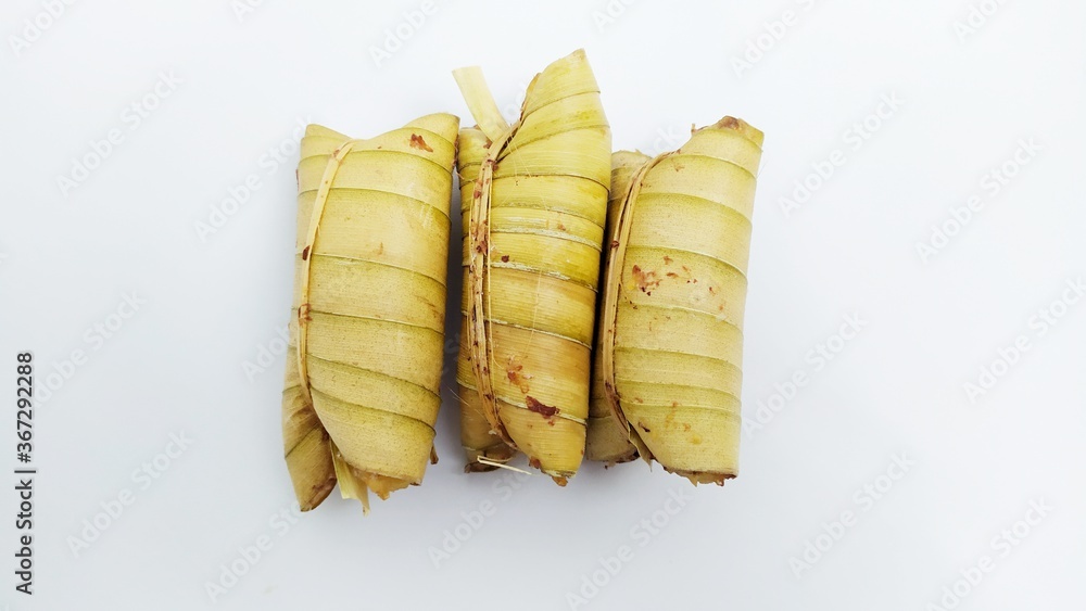 Lepet or leupeut Indonesian traditional food with glutinous rive and ...