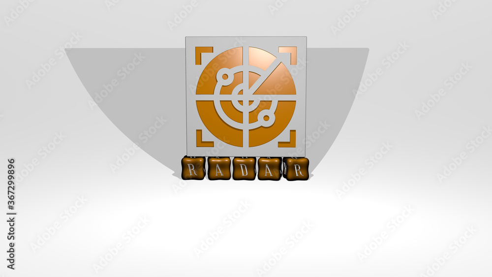 3D graphical image of radar vertically along with text built by ...