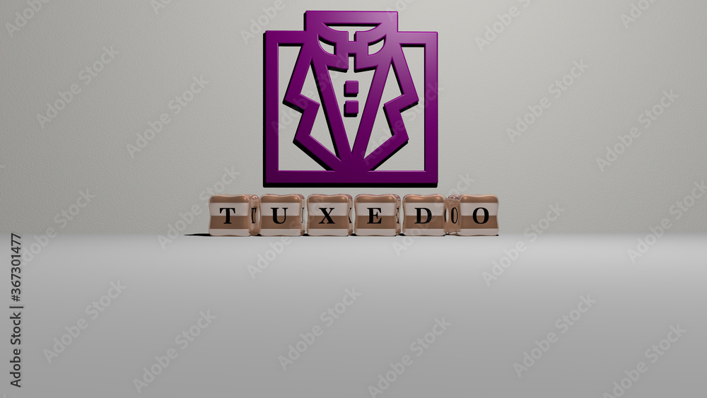 3D graphical image of tuxedo vertically along with text built by ...