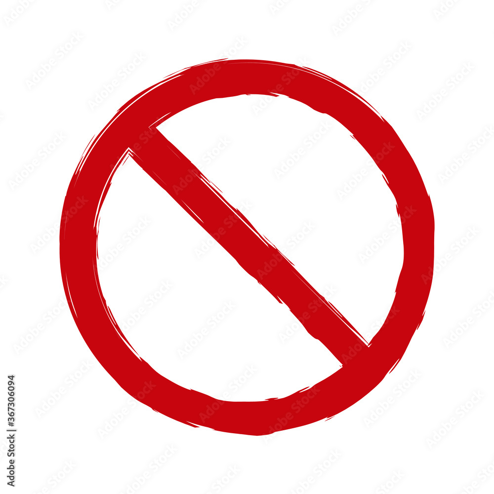 Prohibition symbol. No sign icon. Red forbidden logo. Grunge style ...