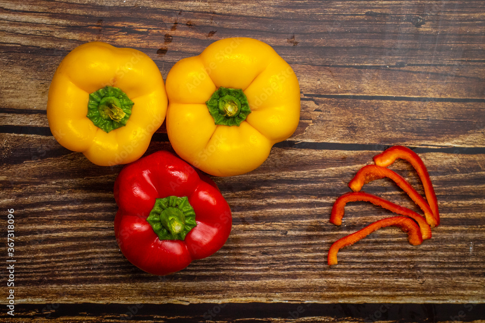 capsicum food photography from top view Stock Photo | Adobe Stock
