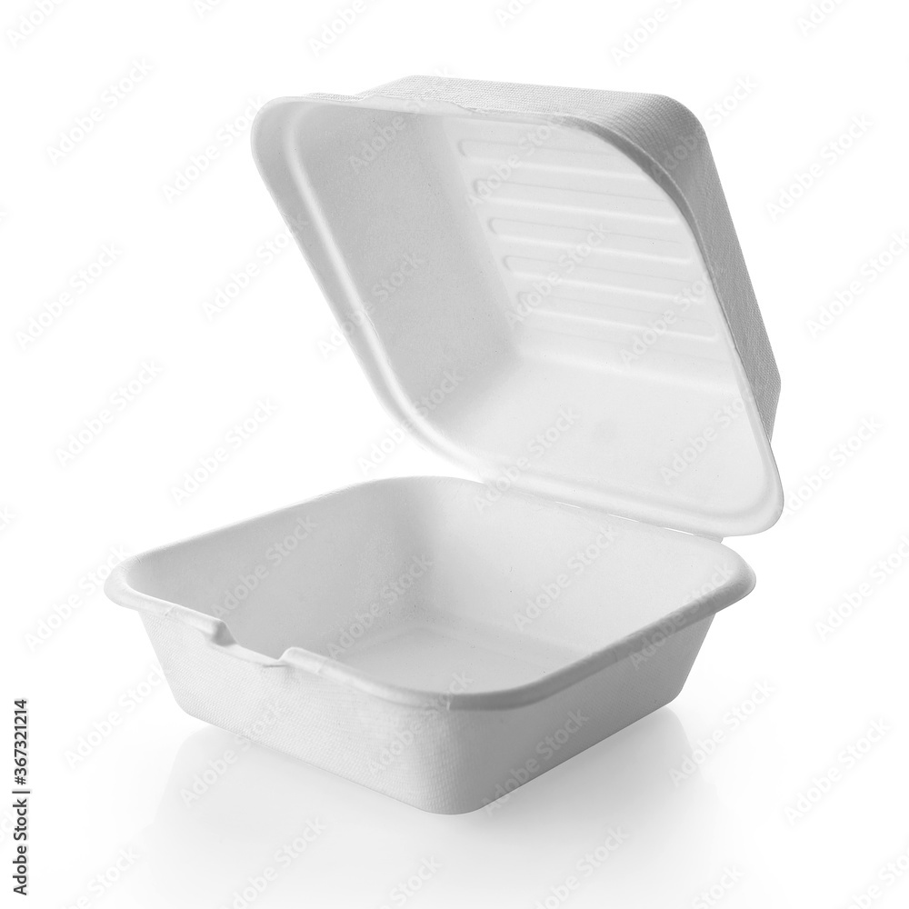 Blank opened white craft burger box isolated on white background. Empty ...