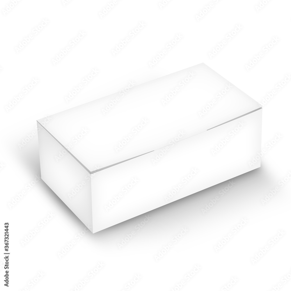 Blank paper box mockup, isolated, 3D perspective view. Empty cardboard ...