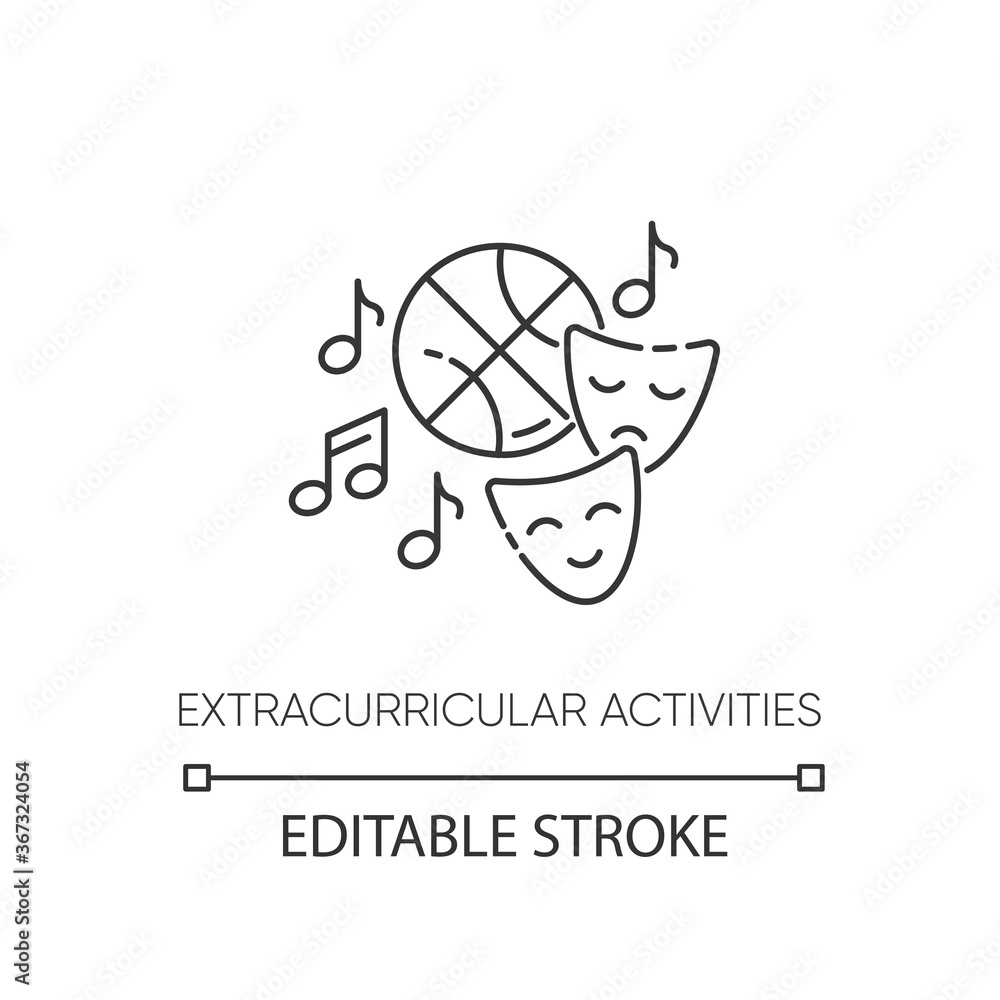 Extracurricular activities pixel perfect linear icon. Sport training ...