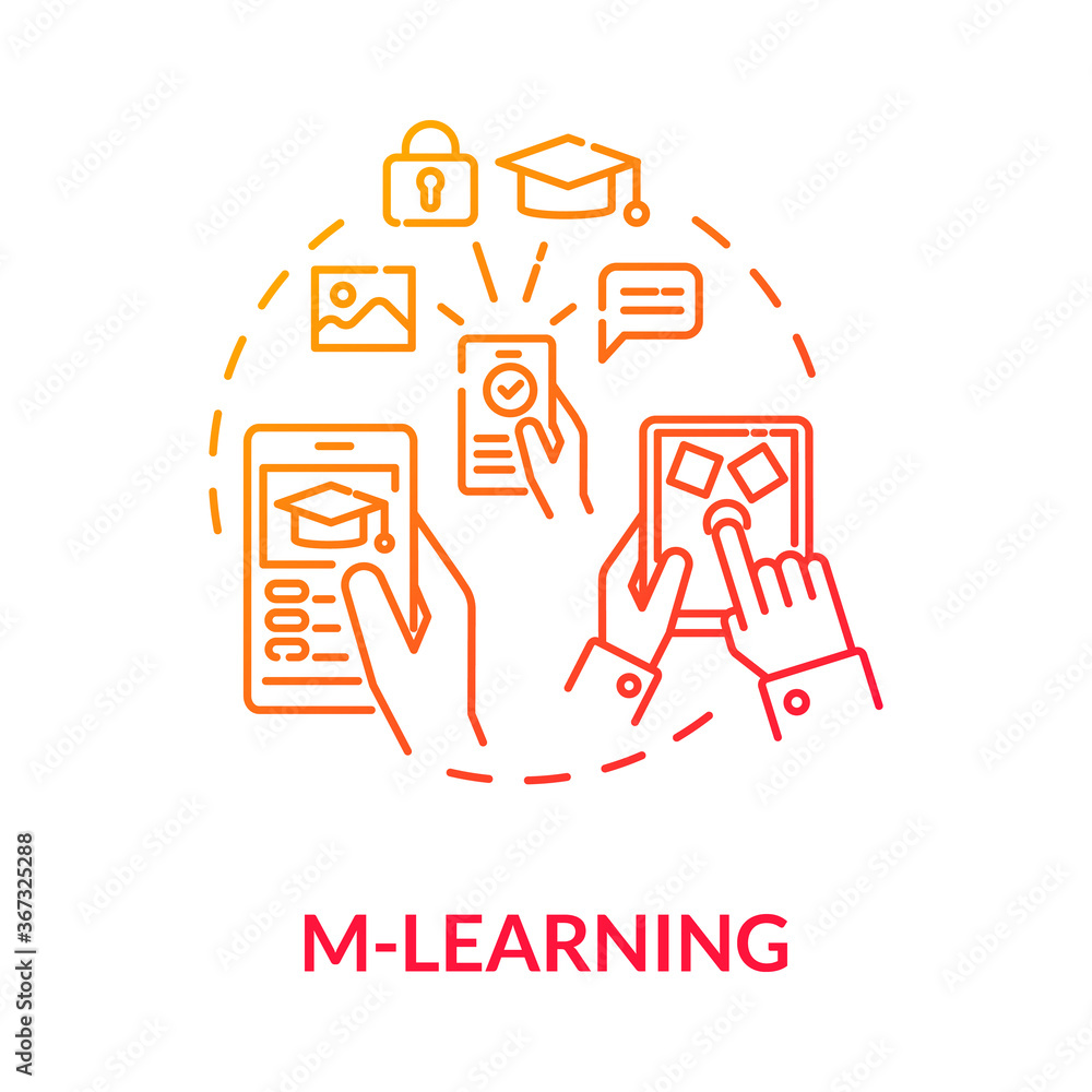 M learning concept icon. Apps for studying. Education platforms ...