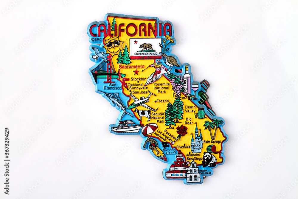 Photo & Art Print California tourist map magnet souvenir ...