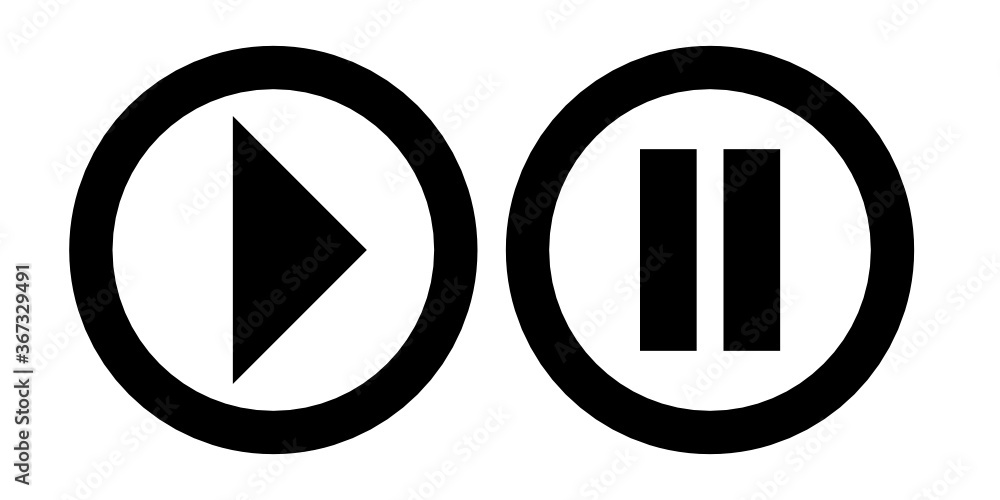 vector illustration of an playback symbol, Play and pause button icon ...