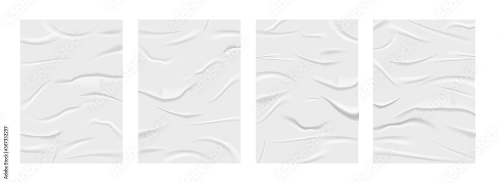 Photo Crumpled poster, glued realistic paper wrinkled effect ...