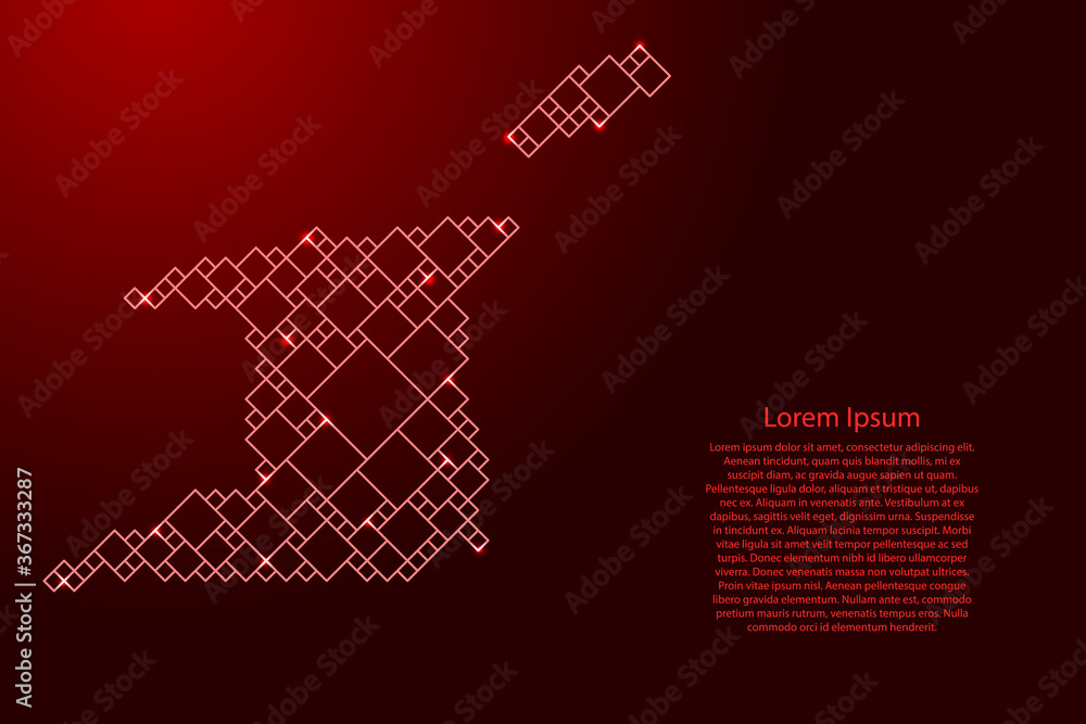 Trinidad and Tobago map from red pattern from a grid of squares of ...