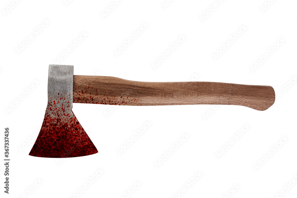 Old bloody axe isolated on white background with cliiping path Stock ...