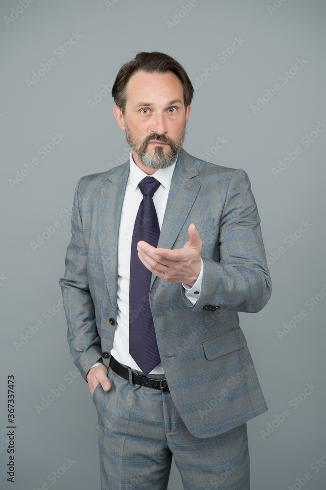 Keep professional look up. Professional man grey background. Mature ...