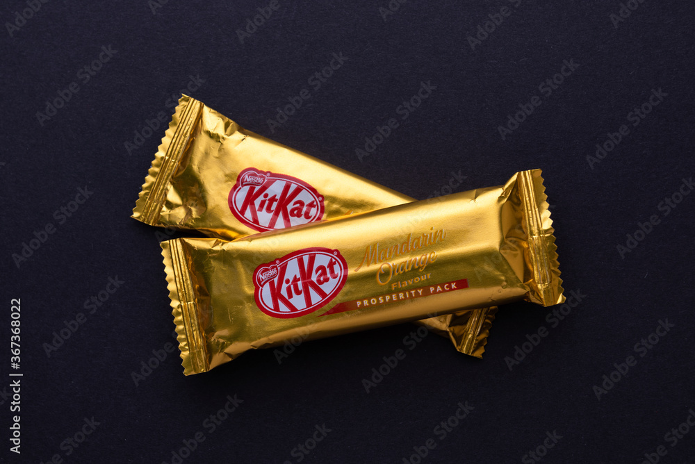 Kit Kat chocolate bar isolated on black background. Stock Photo | Adobe ...
