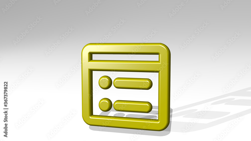 APP WINDOW LAYOUT made by 3D illustration of a shiny metallic sculpture ...