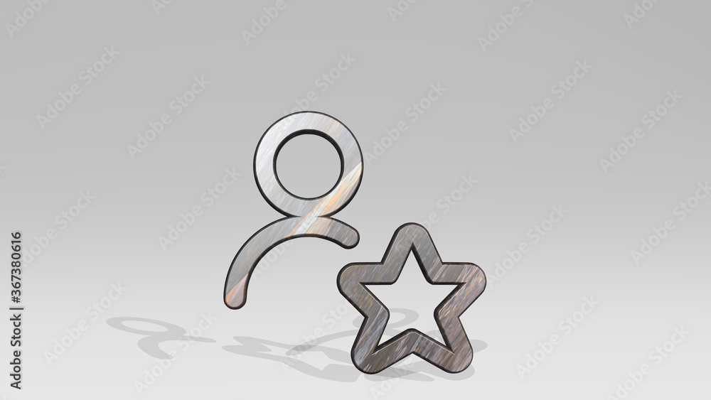 single neutral actions star casting shadow with two lights. 3D ...