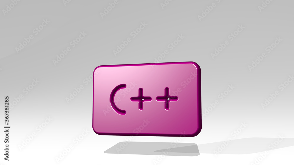 C PLUS PLUS stand with shadow. 3D illustration of metallic sculpture ...