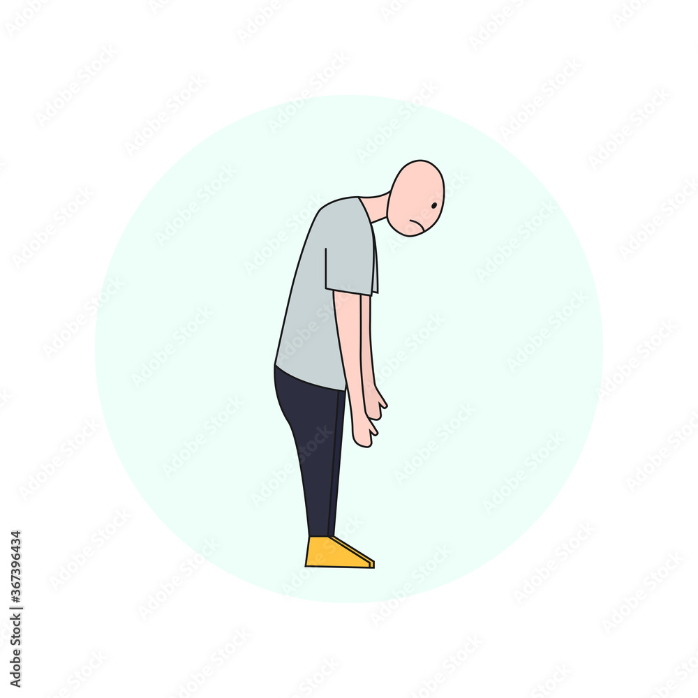 persona triste o deprimido. Ilustración vectorial aislada en fondo ...