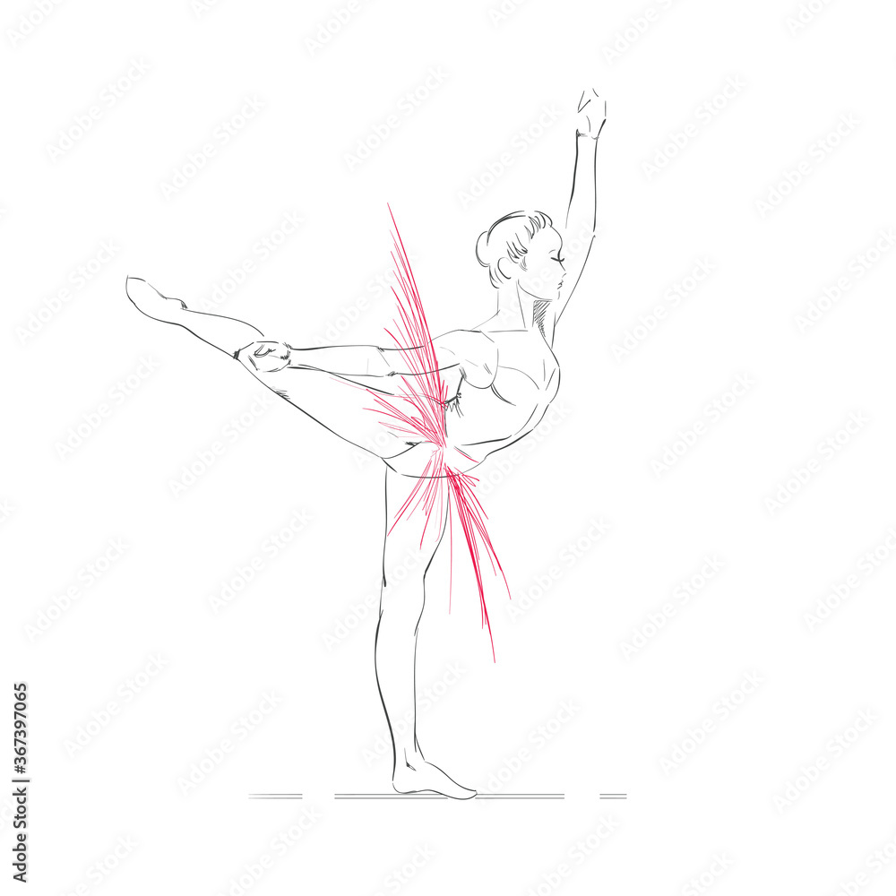 Vetor de Hand Drawing of a Young Ballerina.A Hand Drawing of a ...