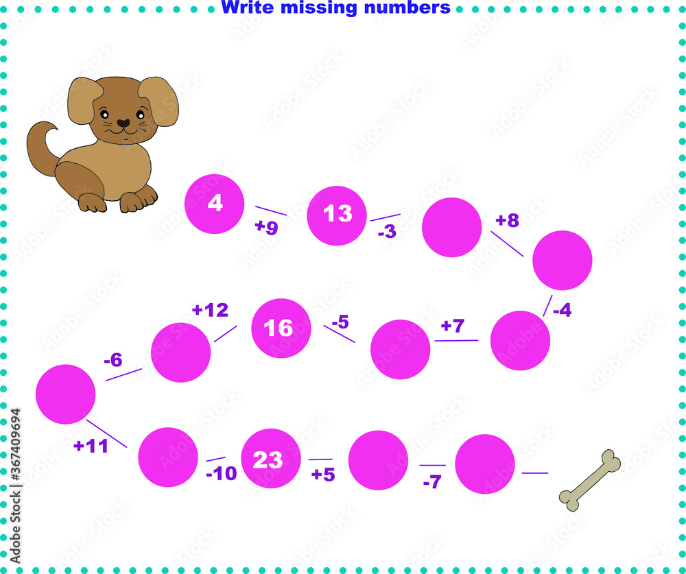 Math educational games for children. Fill in the line, write the ...