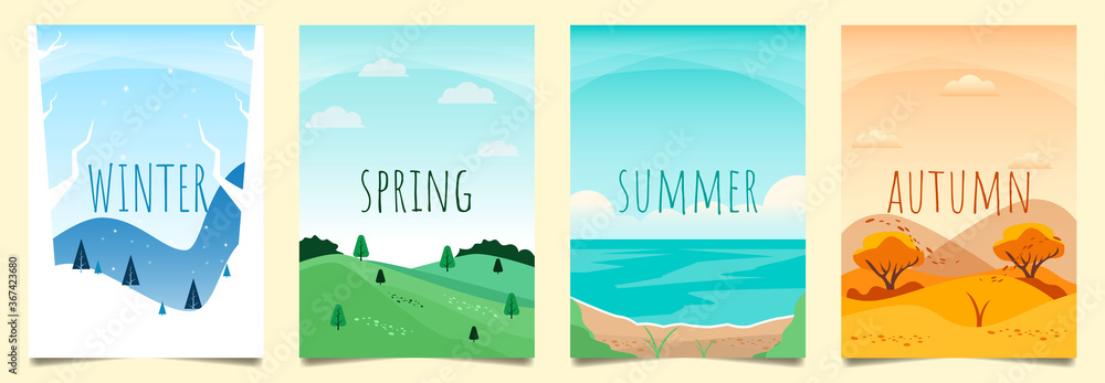 Flat design, Illustration set season element or flowers background ...