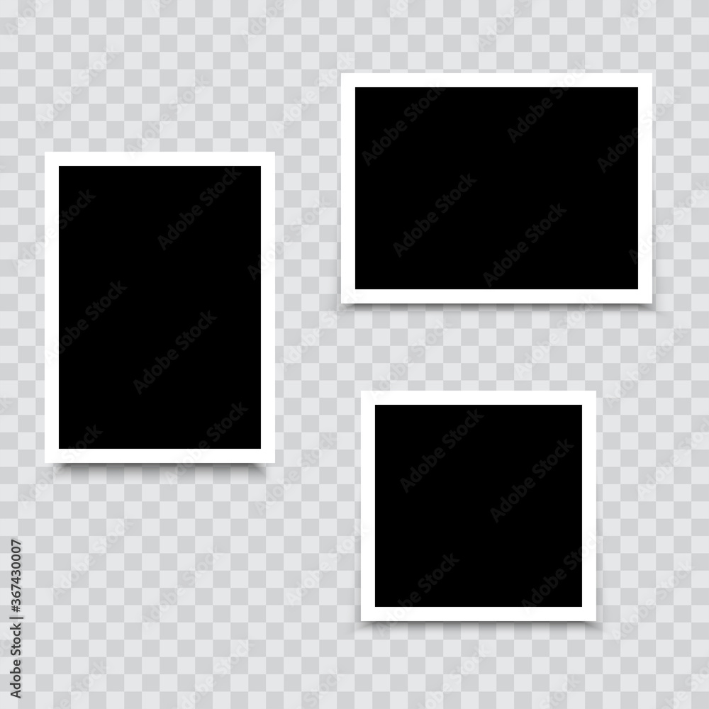 Set of template photo frames on transparent background. Vector. Stock ...