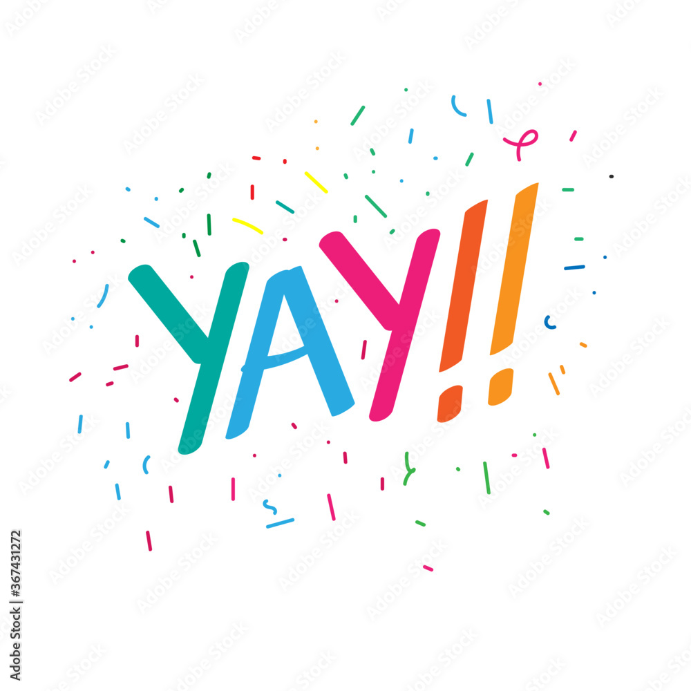 Yay! Vector hand-drawn lettering banner. vector illustration Stock ...