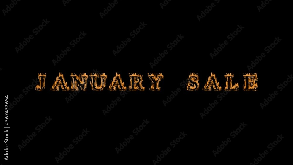 january sale fire text effect black background. animated text effect ...