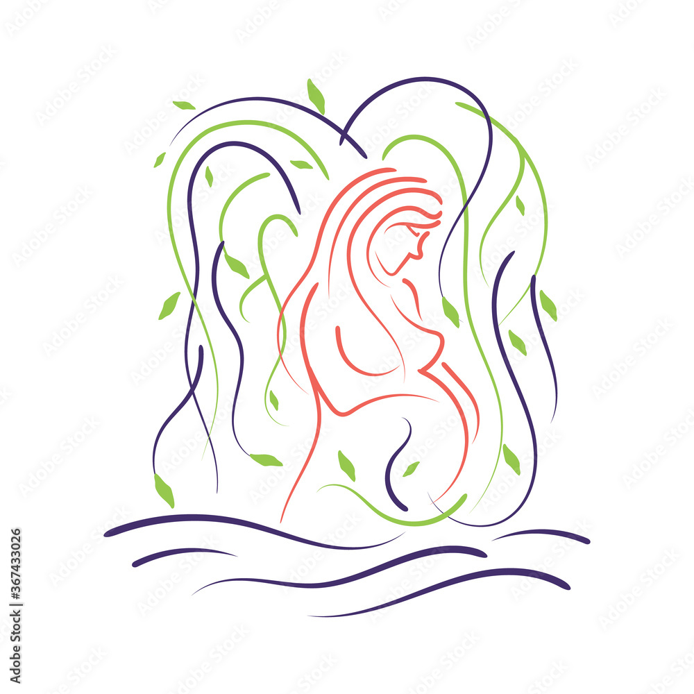 water birth logo design vector woman and nature symbol illustration ...