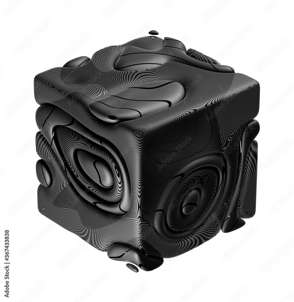 3d render of abstract art surreal dark and mystery 3d cube shape in ...