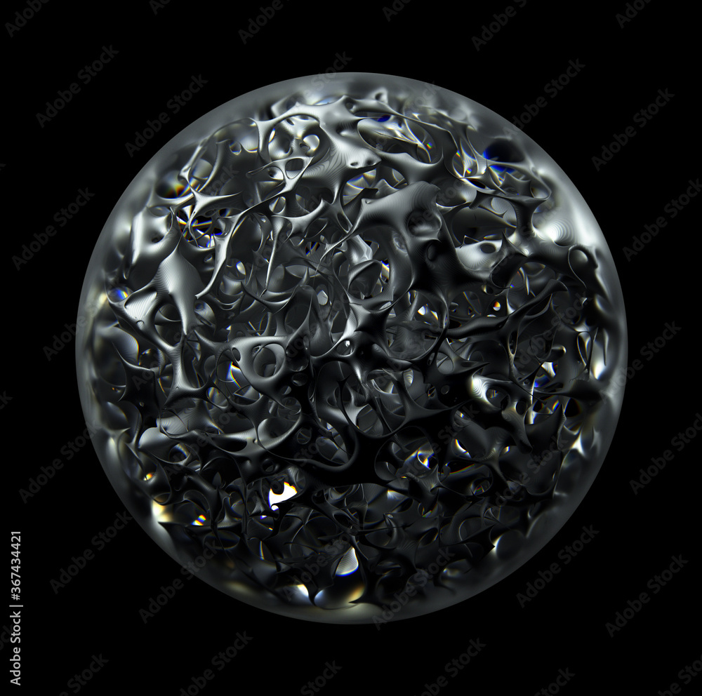 3d render of abstract art glass sphere with blur effect on the edges ...