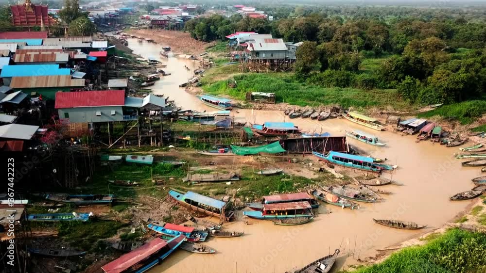 Poverty Stricken Third World Area In Cambodia, Asia - Aerial Drone ...