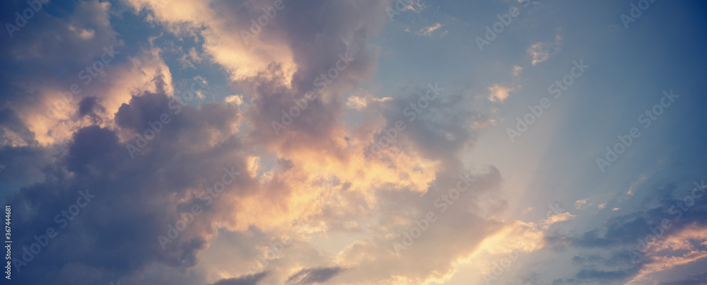 Beautiful blue sky with pink clouds at sunset, natural abstract ...