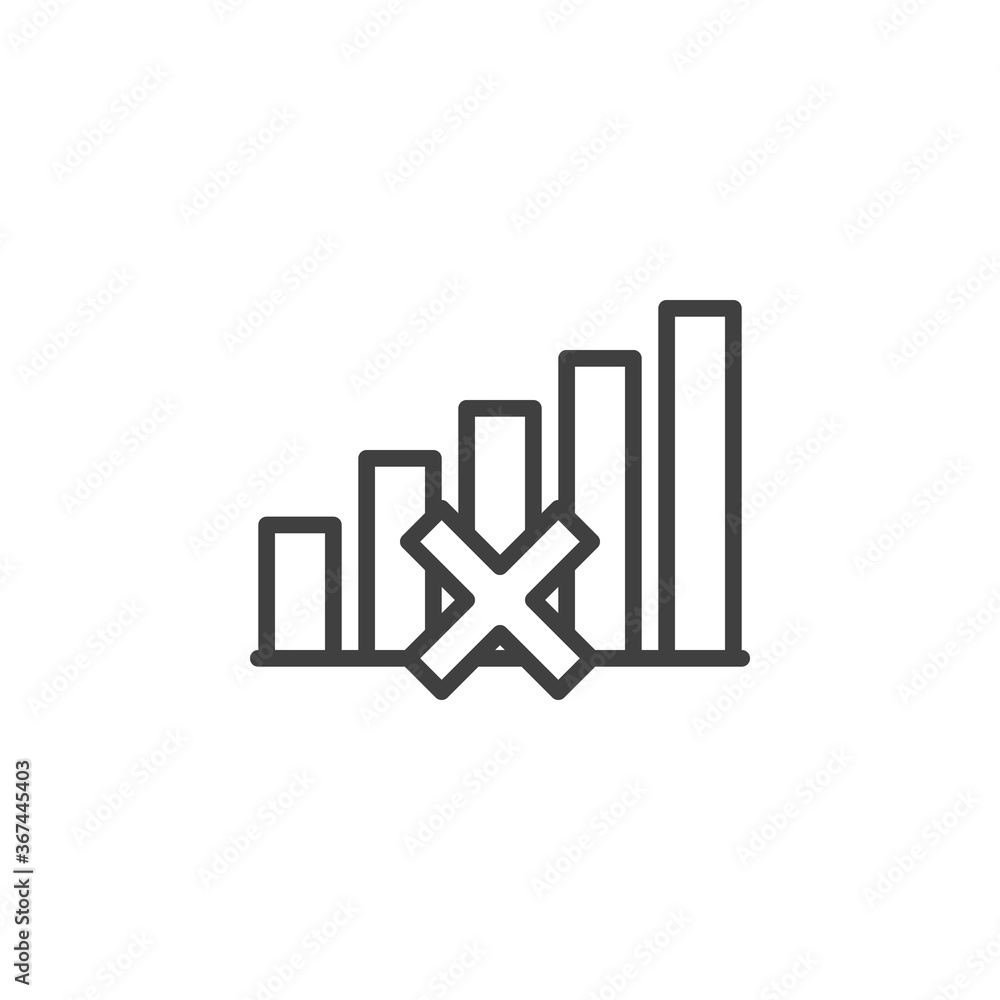 Signal lost line icon. Network not available linear style sign for ...