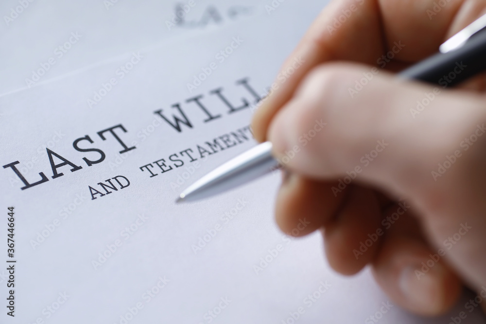 Legal concept. The procedure for writing the last will. Papers with ...
