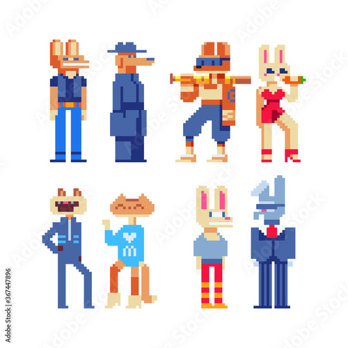 Animals characters furry art, bunny isolated vector illustration ...