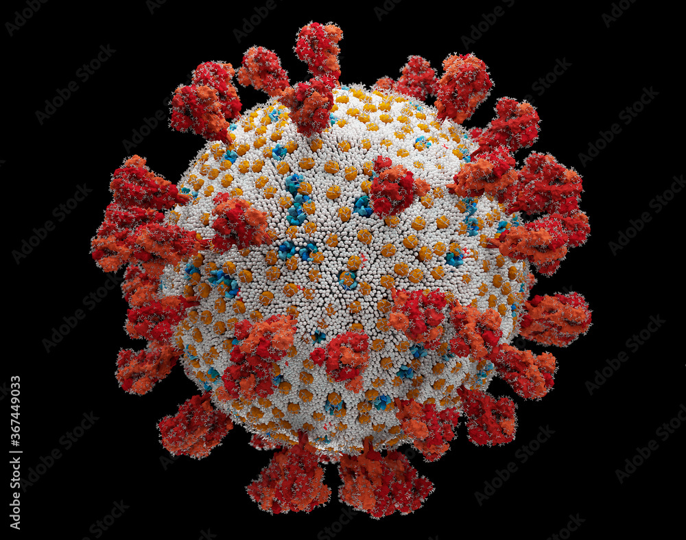 sars-cov-2, or corona virus, know for covid19 pandemic, 3d scientific ...