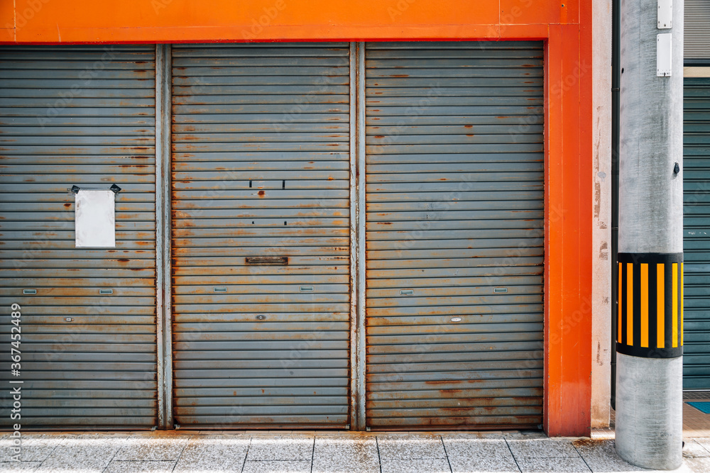 Closed metal shutter door of building. Japanese street view Stock Photo ...