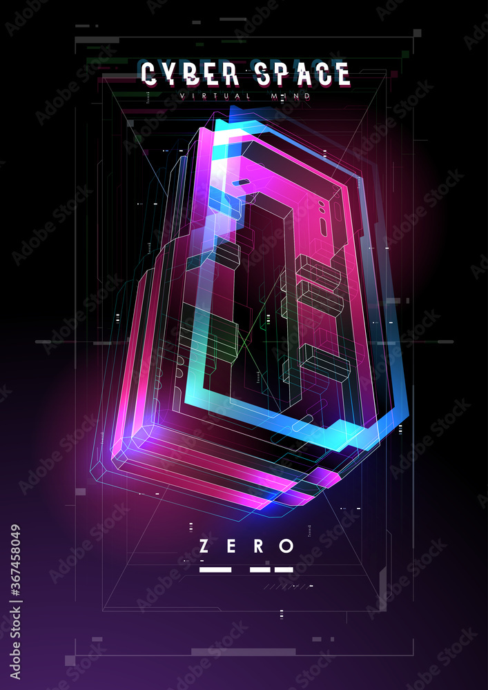 Modern abstract number 0. Hud poster design. Vector design for banner ...
