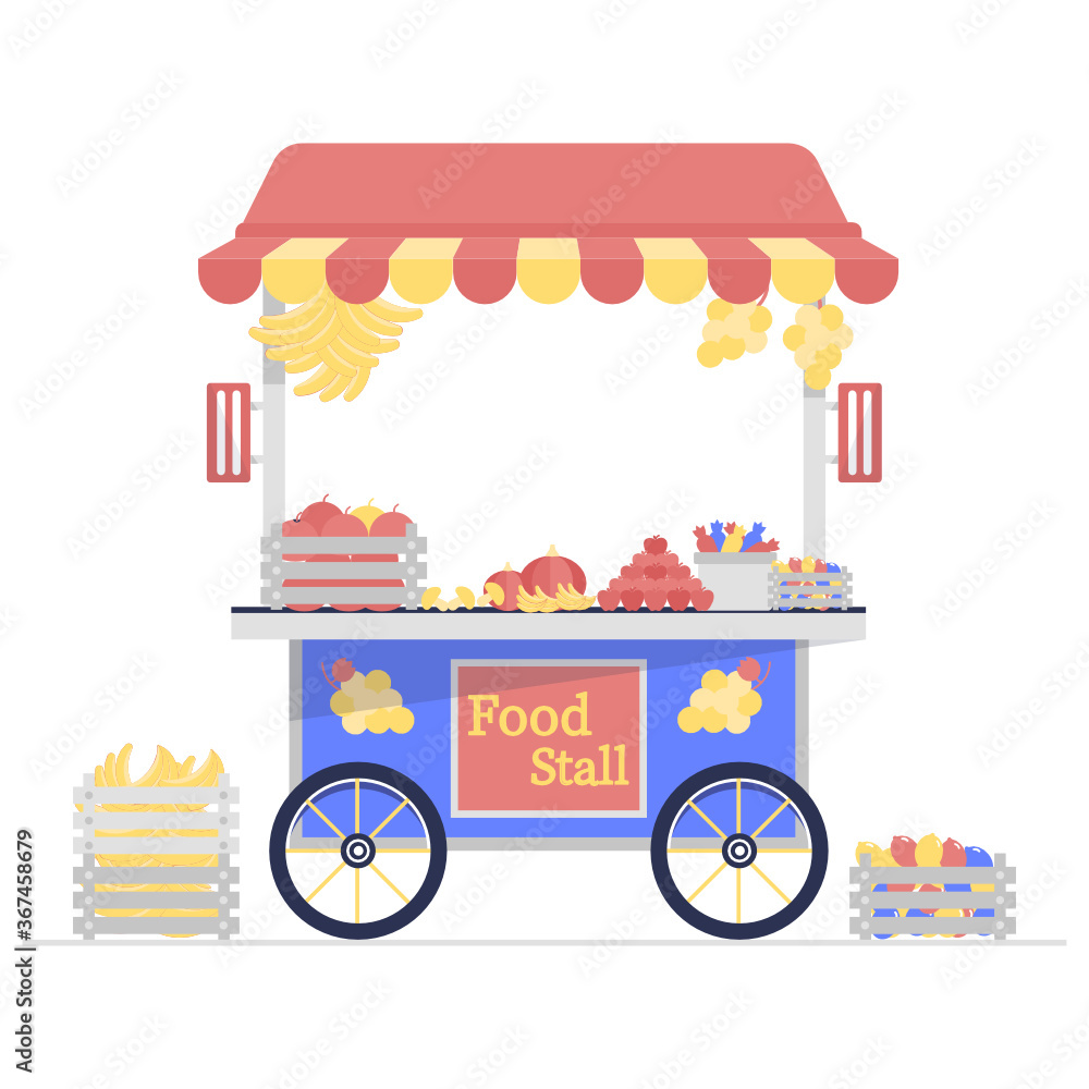 Food stall illustration design, street food in editable style Stock ...