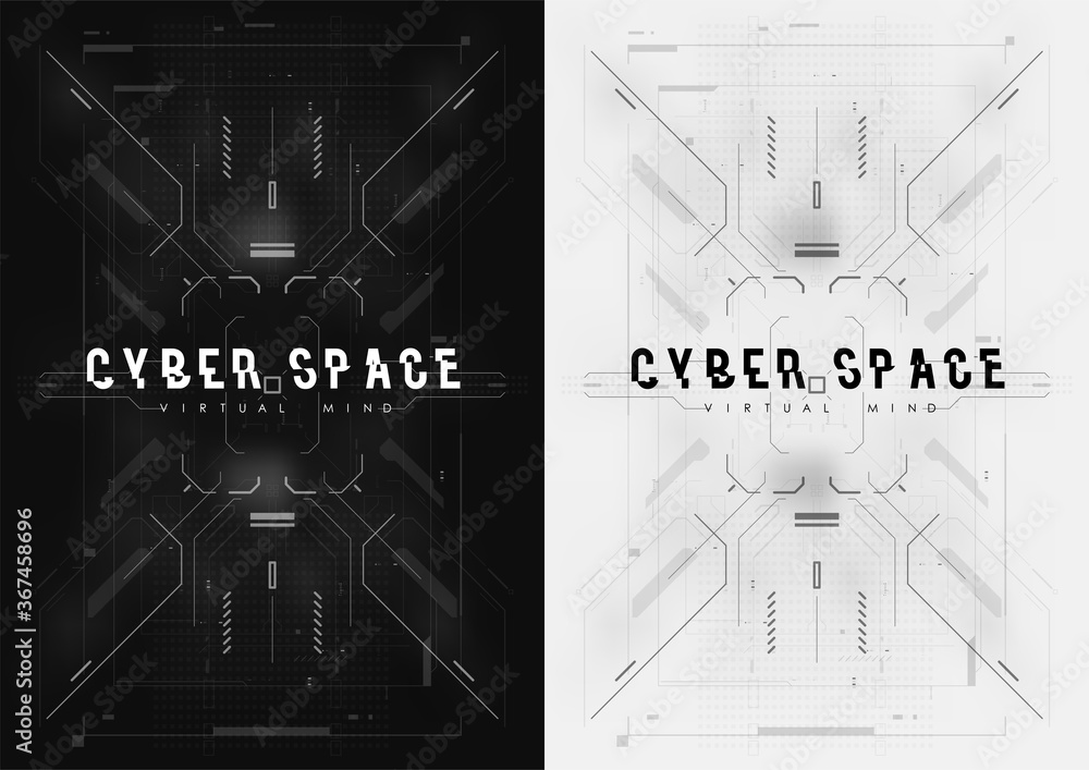 Cyberpunk futuristic poster. Tech Abstract poster template with HUD ...