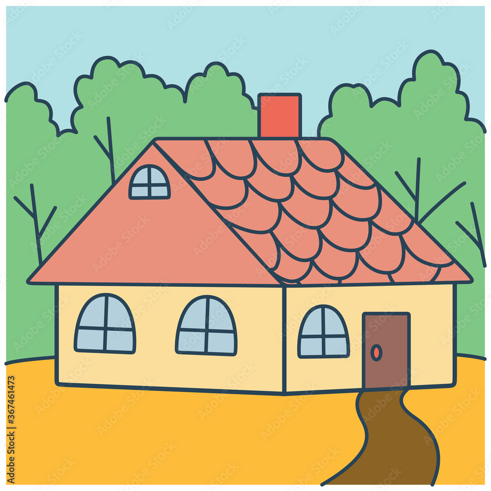 Simple house cartoon illustration Stock Vector | Adobe Stock