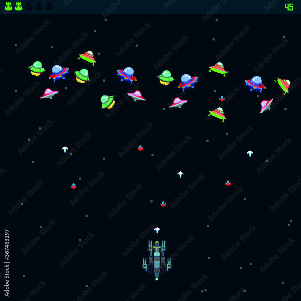 Arcade Retro video game, 8 bit, arcade warships, shooting, map ...