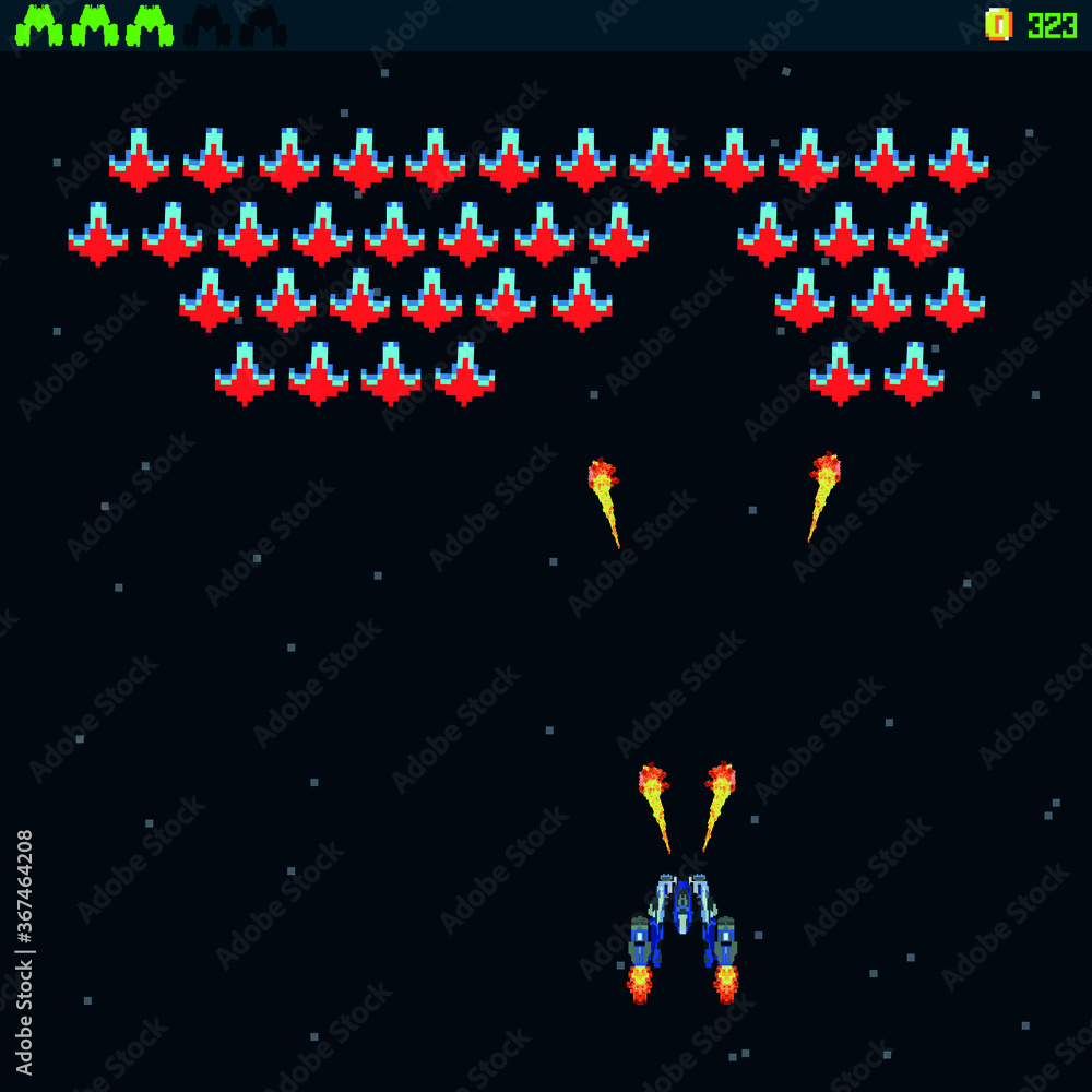 Arcade Retro video game, 8 bit, arcade warships, shooting, map ...