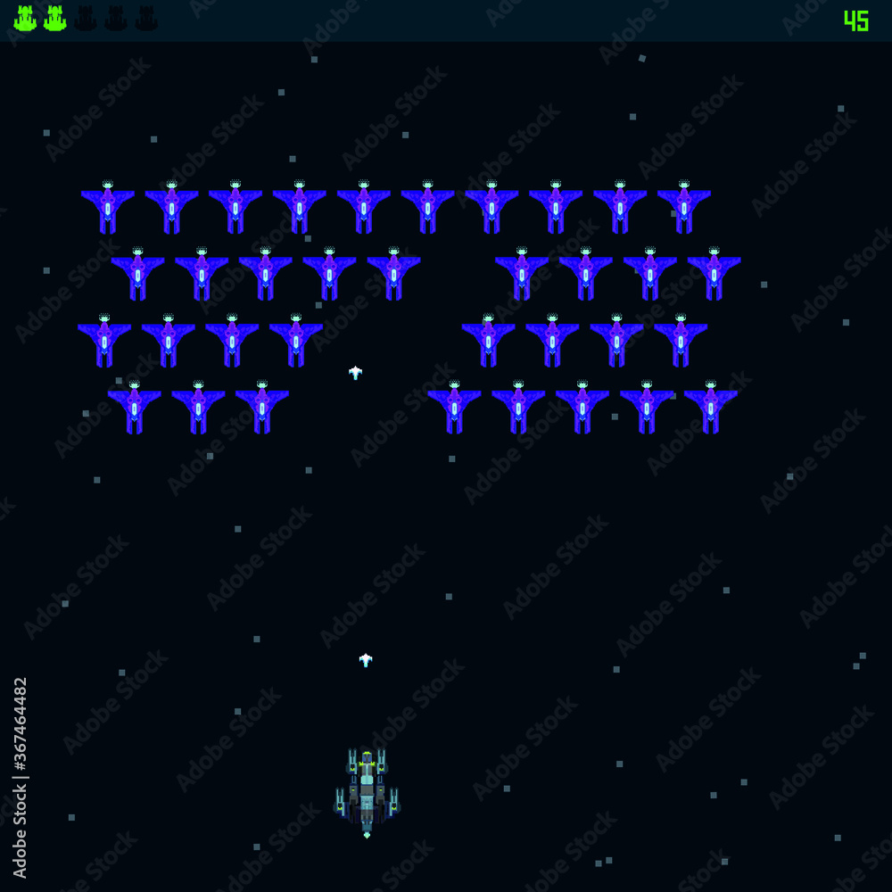 Arcade Retro video game, 8 bit, arcade warships, shooting, map ...